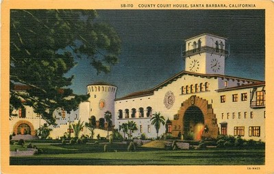CA, Santa Barbara, California, County Court House, Western Publishing ...