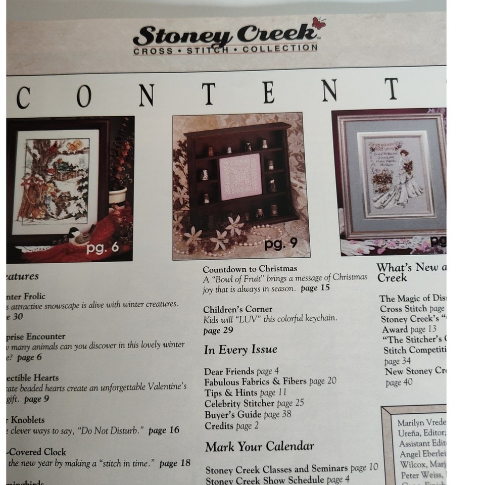 Stoney Creek Cross Stitch Magazine Jan/Feb 1994 Wedding, Bear, & More ...