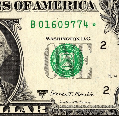 Series 2017A Star Note B Block FANCY SERIAL NUMBER ONE DOLLAR Regular ...