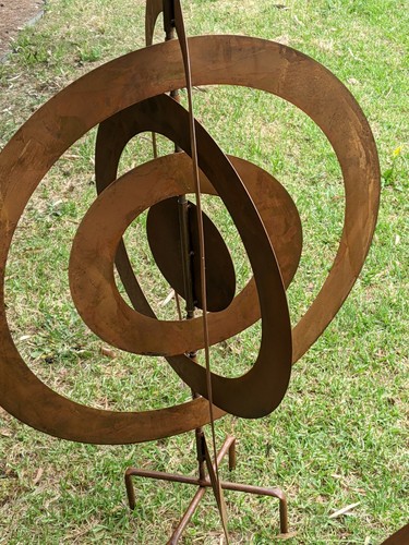 elliptical design METAL RUST decor SPHERE garden backyard ORNAMENT ...