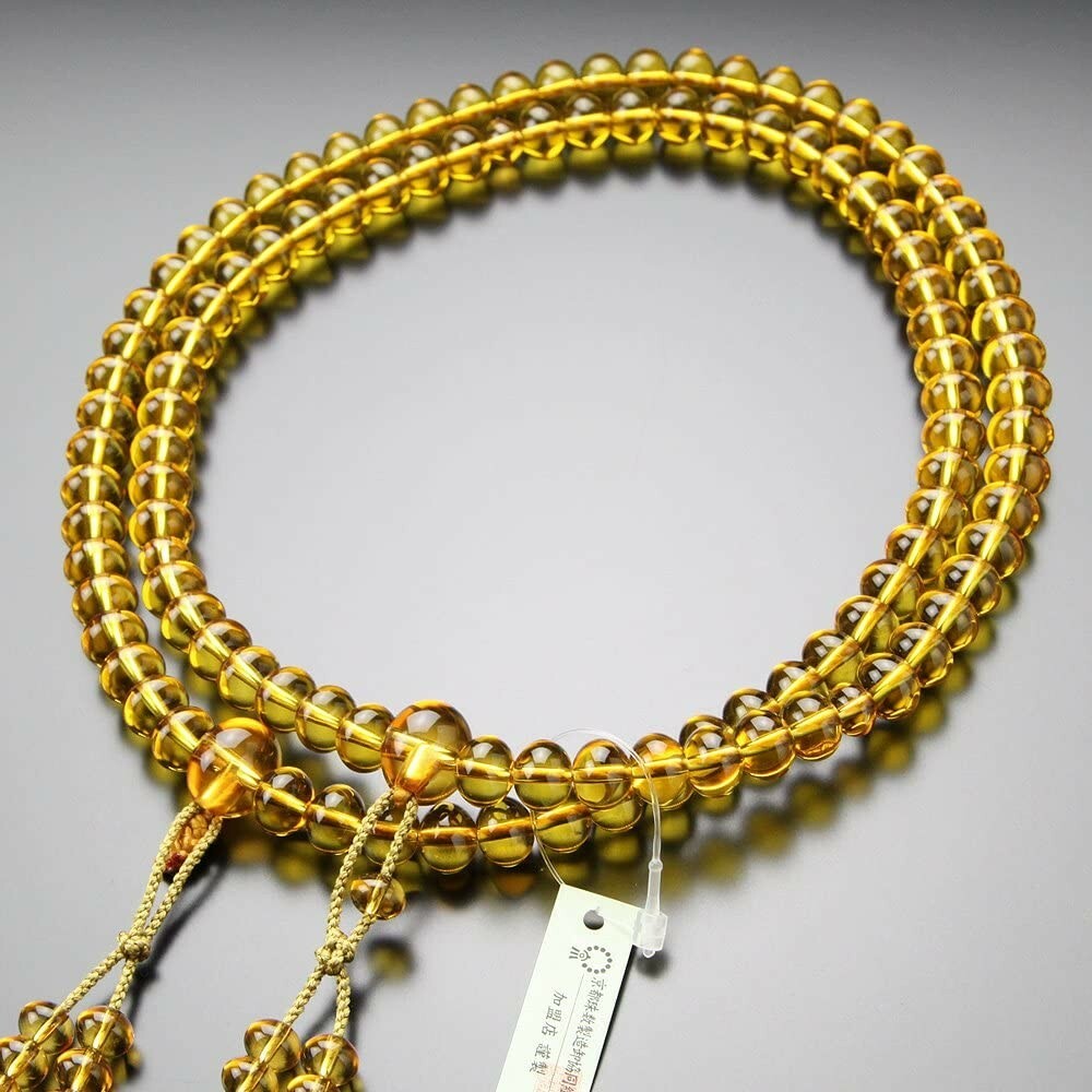 Shingon Buddhist Rosary Mala Juzu Prayer beads Japan Kyoto Citrine Oval ...