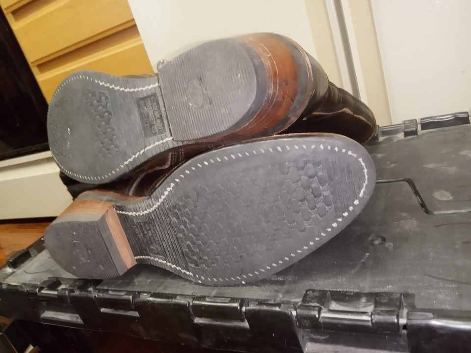 Solid Leather Logger Boots Size 8 US Vibram Nitrene Soles Tall With ...