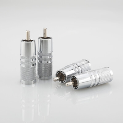 4pcs Rhodium Plated RCA Plug 8mm Hi-Fi Cable Audio Copper Connector ...