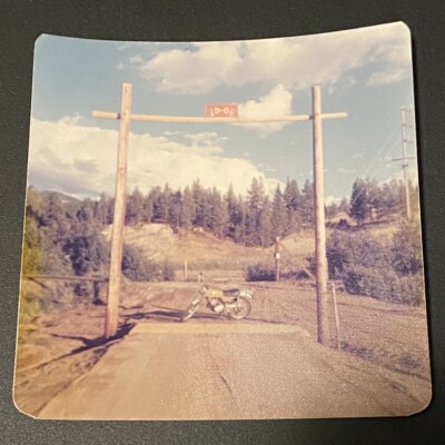 VTG Snapshot Photo Old Motorcycle At Ranch Entrance - Yamaha Enduro | eBay