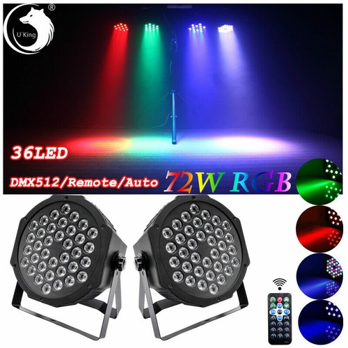 2PCS 36 LED Stage Lights RGB Par Can Flat DMX512 DJ Disco Bar Uplighter ...