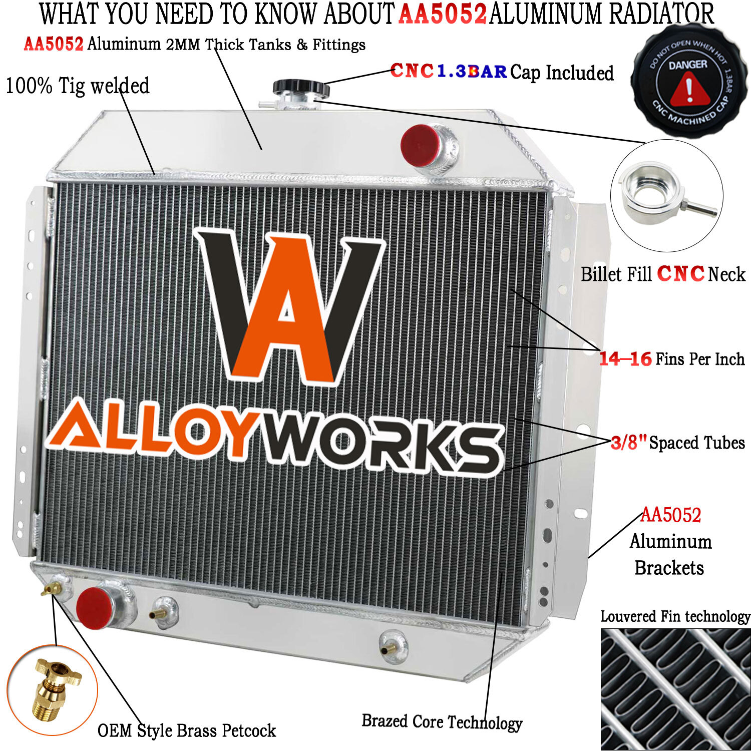 4 Row Aluminum Radiator For 66-1979 68 Ford F100 F150 F250 F350 Bronco ...