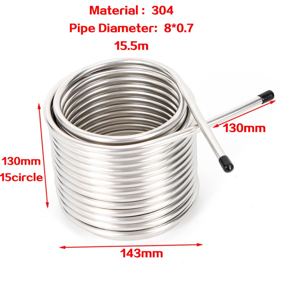 50' Stainless Steel Wort Chiller Cooling Coil Pipe Home Brewing Beer ...