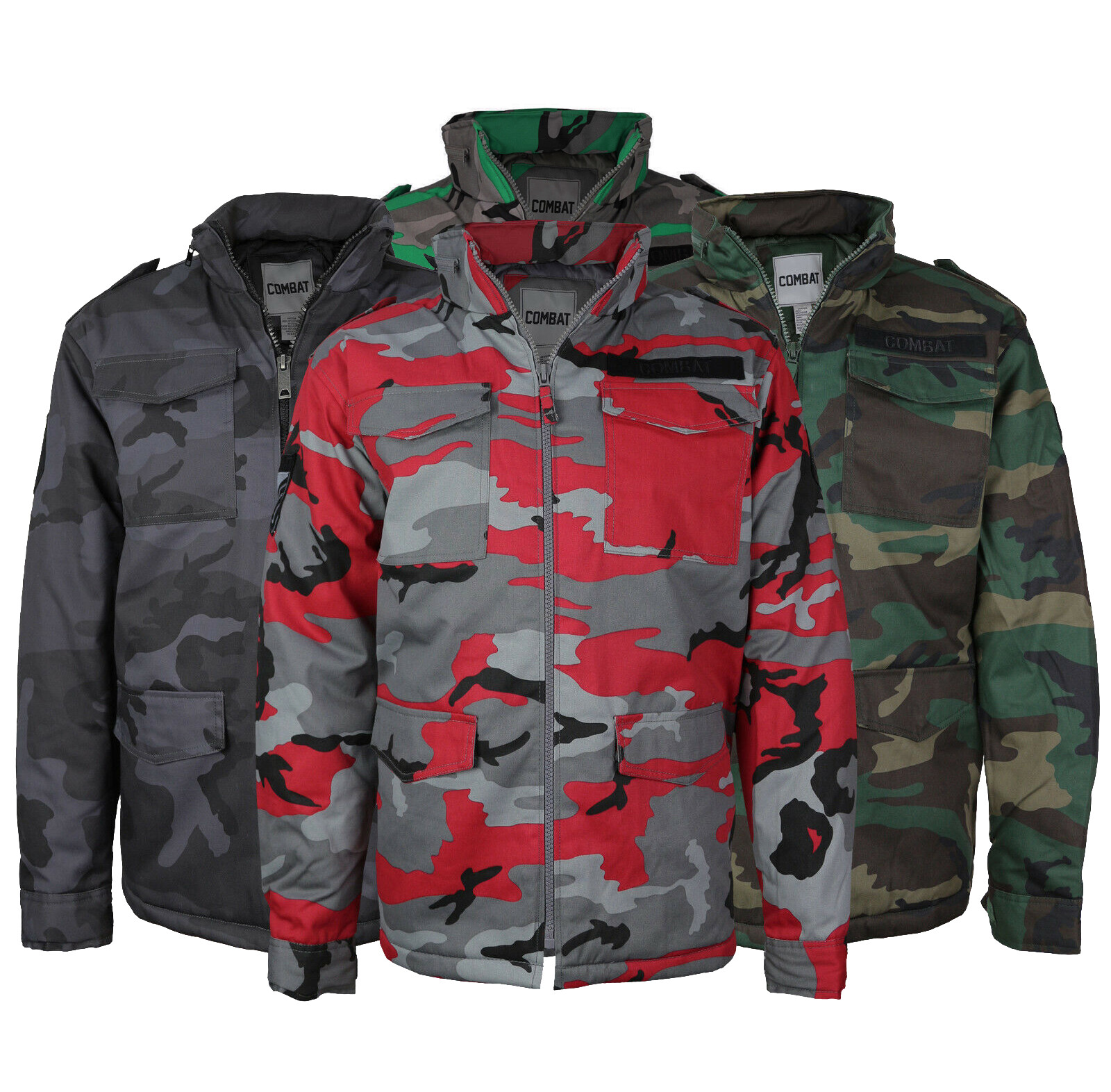 Combat Men's Heavyweight Tactical Quilted Camo Hunting Jacket with ...