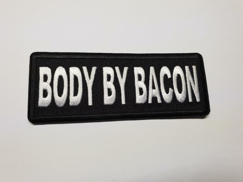 BODY BY BACON Biker Patch Embroidered sew iron on | eBay