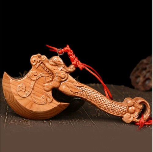 Chinese Lucky Evil Dispel Decoration Axe Feng Shui Peach Wood Carved ...