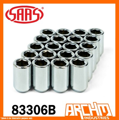 SAAS Chrome Wheel Tyre Lug Nuts Internal Hex 12 x 1.50 33mm - 20 PACK ...