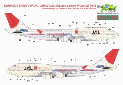 Jal 50th 1st International Flight 747 Brasil Decals BD144-452 1/144 | eBay