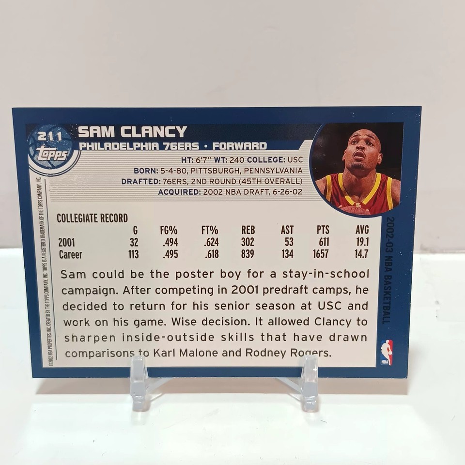 2002-03 Topps Sam Clancy RC #211 MP+ Philadelphia 76ers Basketball | eBay