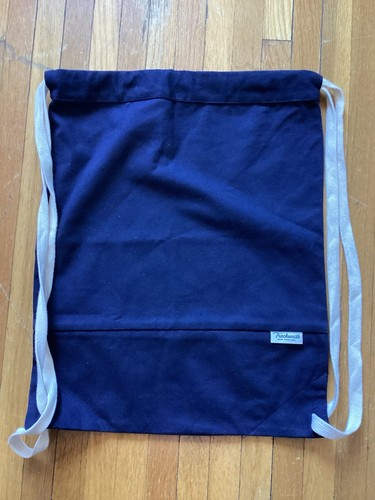 Luxe Tracksmith Solid Navy Blue Medium Drawstring Backpack,Logo Tab ...