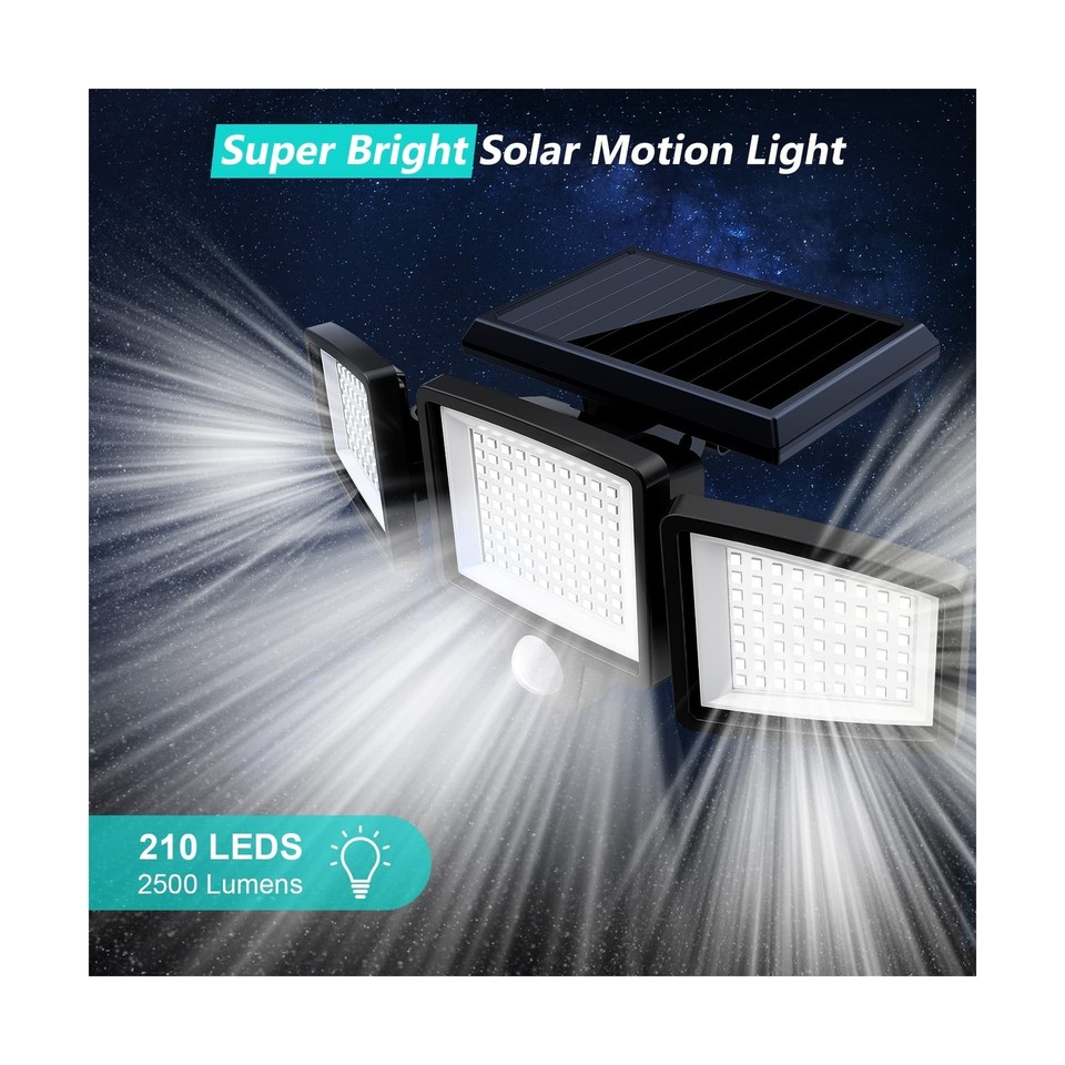 Solar Outdoor Lights ,Tuffenough 2500LM 210 LED Security Lights with Remote C... | eBay