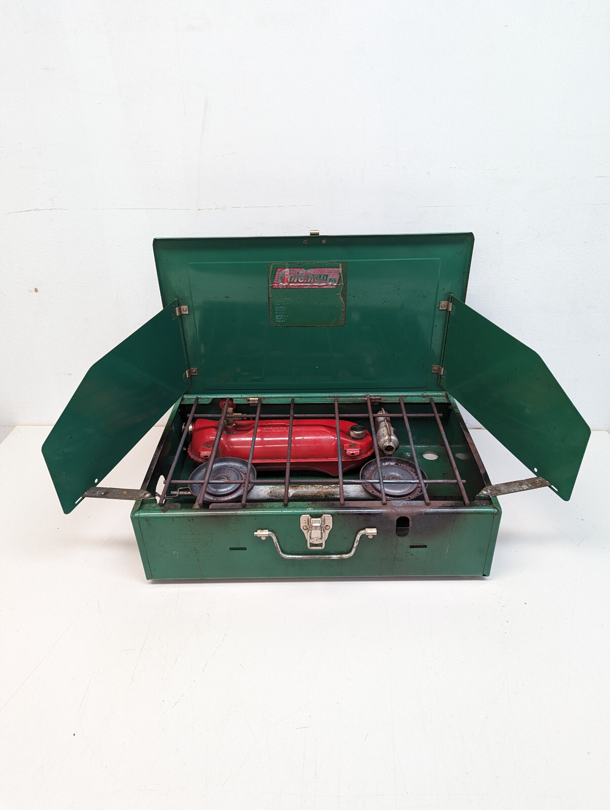 Vintage Working Green Coleman Portable Two Burner Gas Camp Stove 421D ...