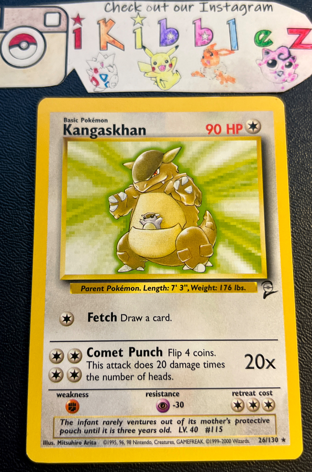 Kangaskhan 26/130 NM Non Holo Foil Rare Vintage Base Set 2 WoTC Pokémon ...