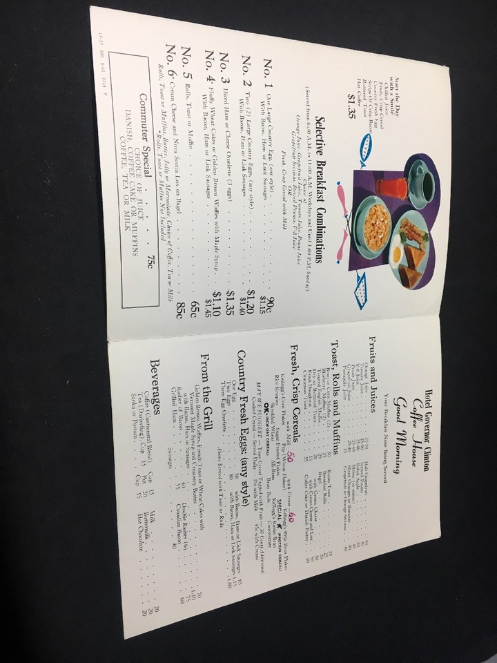 Rare Vintage 60s 1962 Hotel Governor Clinton Coffee House Menu | eBay