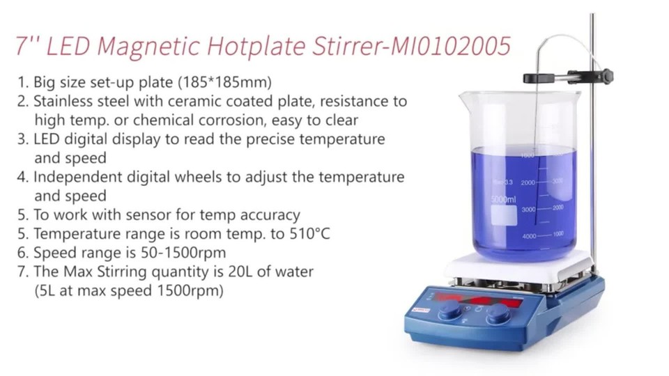 Stirrer Hot Plate Lab Heating Plate 7Inch Magnetic Mixer Lab Mixer w ...