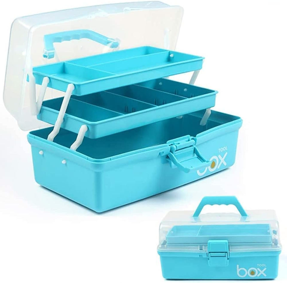 Three-Layer Multipurpose Storage Box with Trays - Blue | eBay