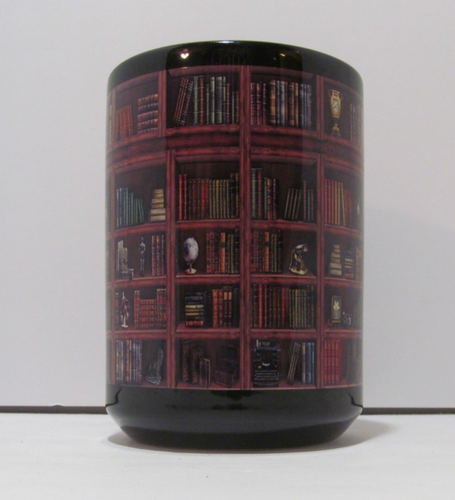 Library Study Collection Shelves of Books Coffee Cup Mug | eBay