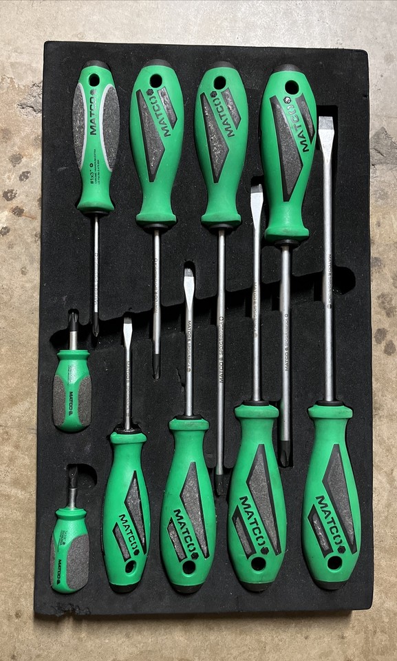 Matco Tools 10 Piece Top Torque 2 Premium Screwdriver Set Green used ...