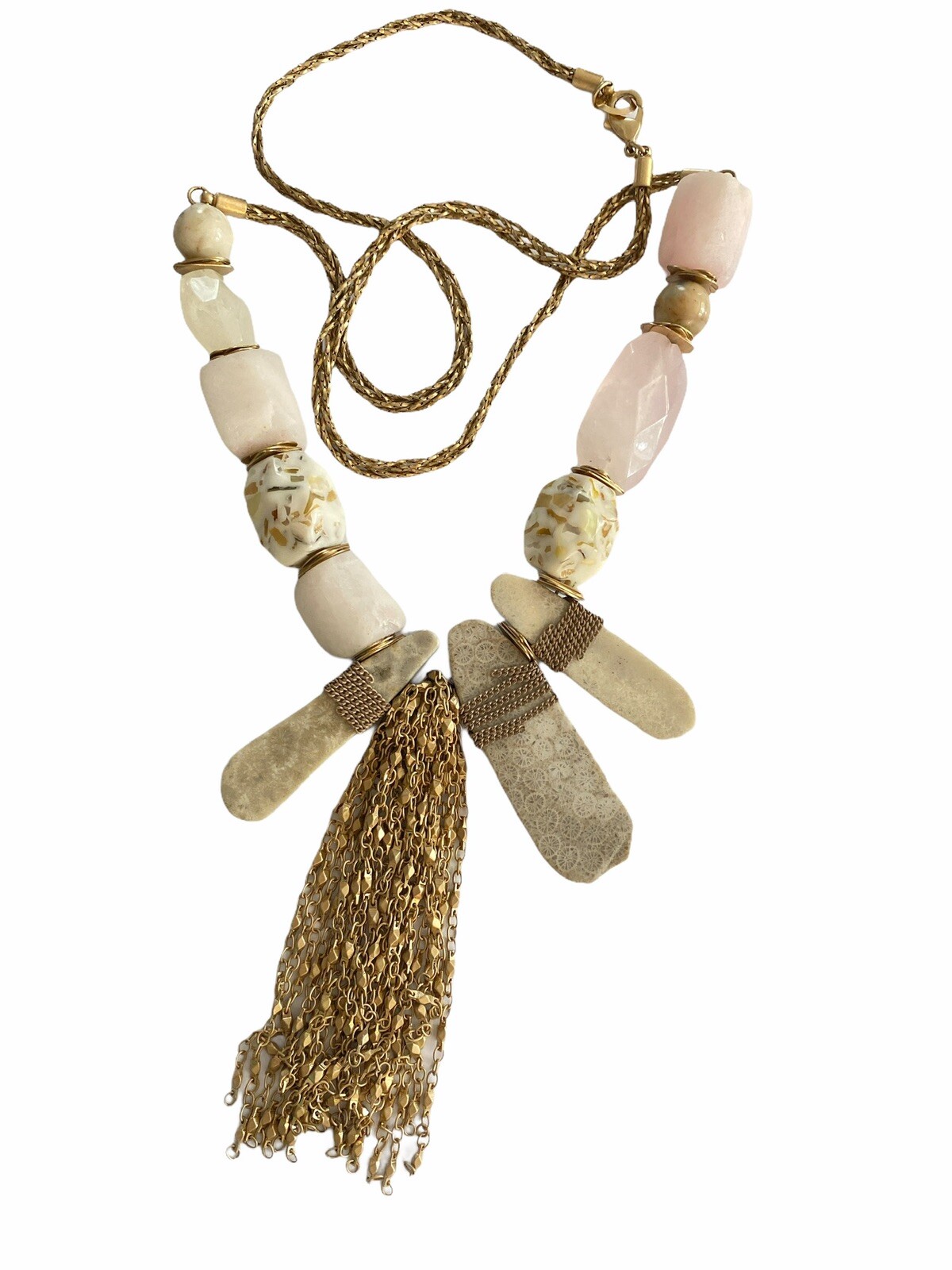 Anthropologie Multi Color Natural Stone Fringe Statem… - Gem
