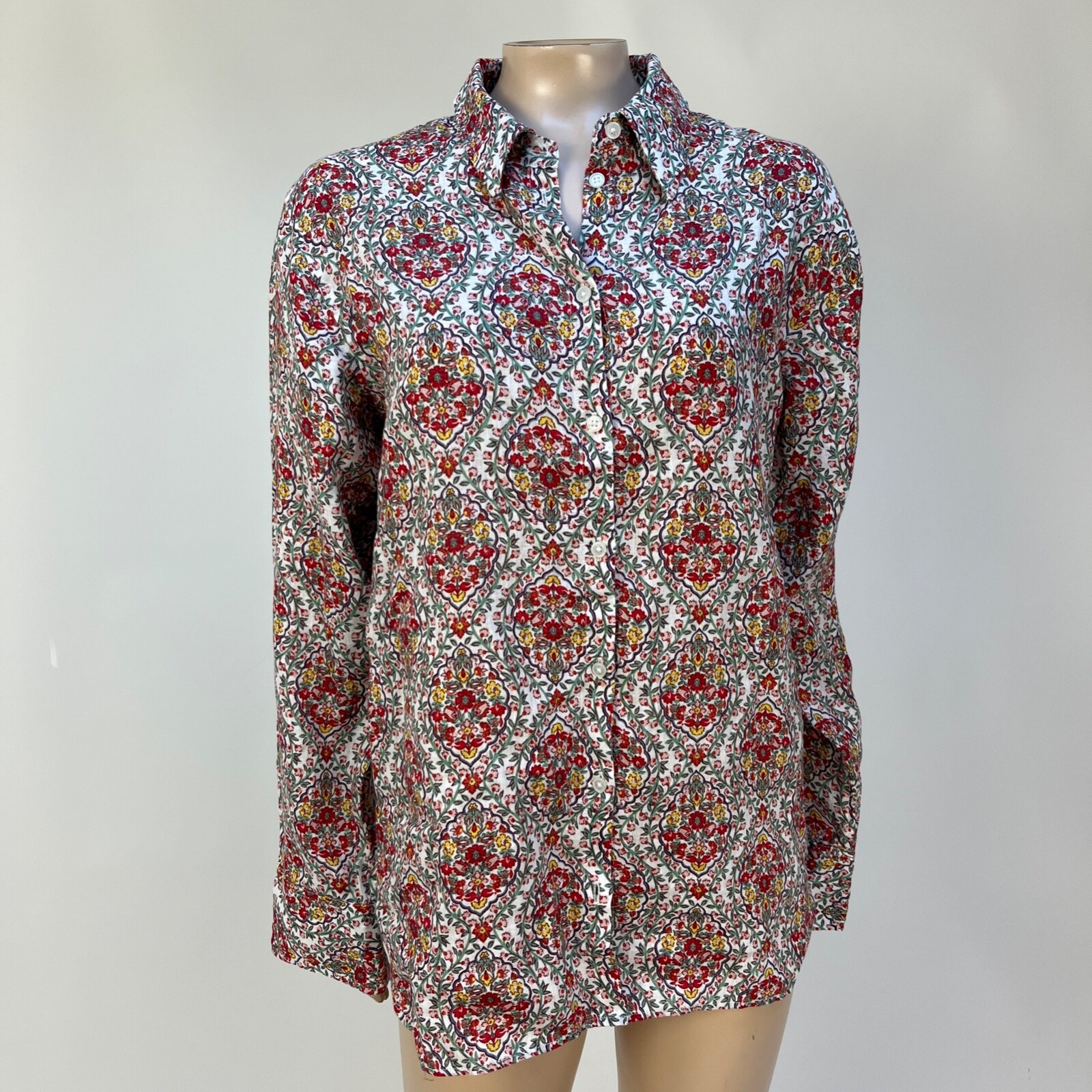 Boden Women's Shirt US 6 UK 10 Floral Vine Terrace Linen Button Floral ...