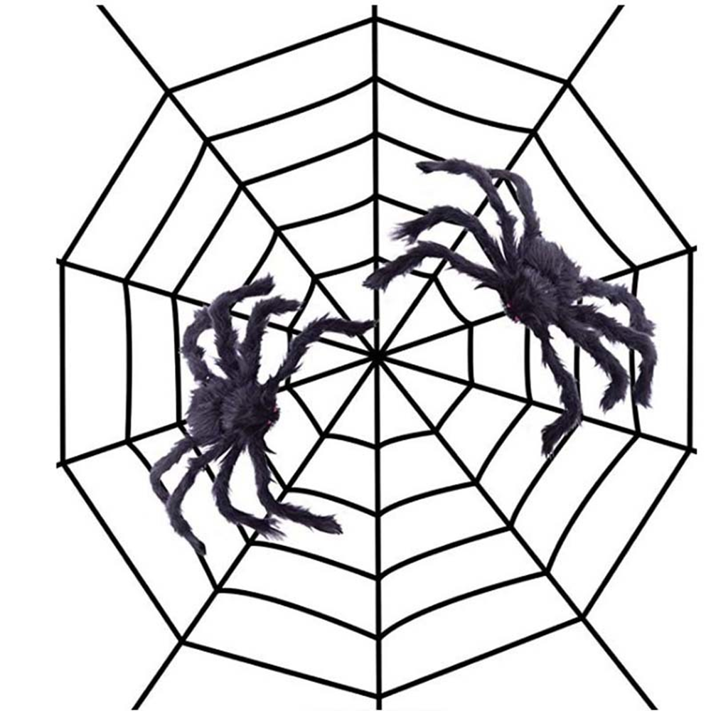 Spider Webs 5ft Black Halloween Decorations Plush Spiderweb Decor ...
