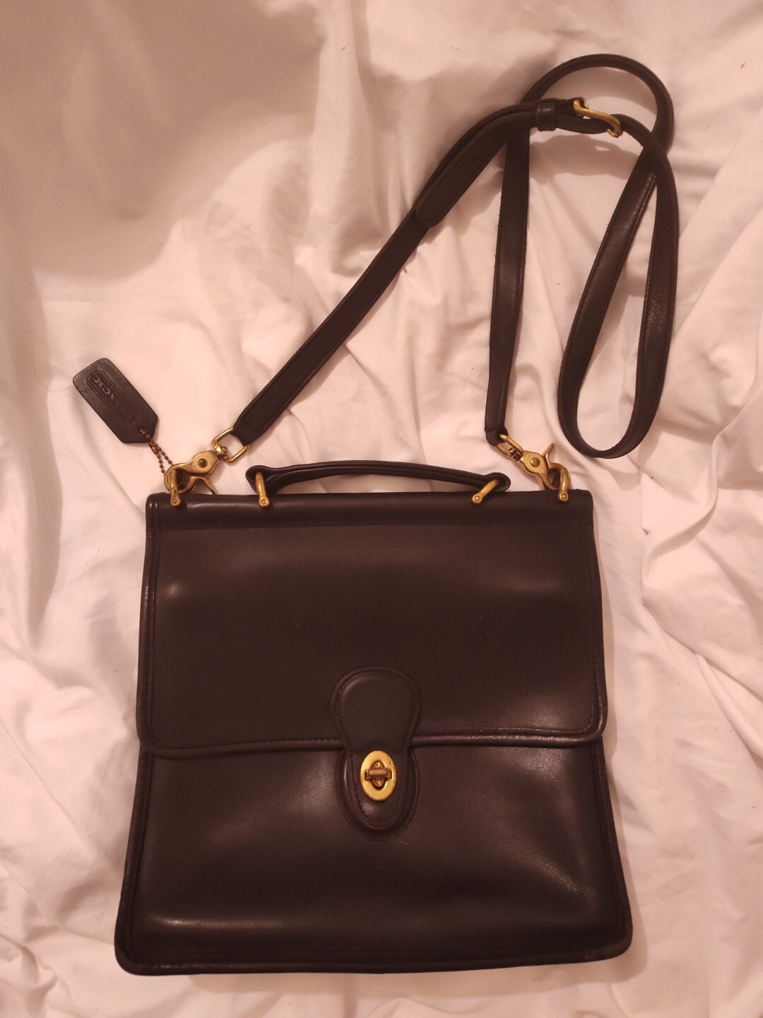 Vintage Coach Crossbody Mail Carrier Black Leather Sa… - Gem
