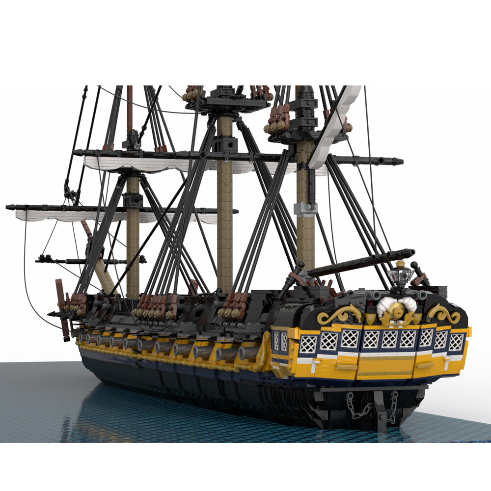 44-gun Frigate Full Rigged Ship with 3 Masts and Interior 6029 Pieces ...