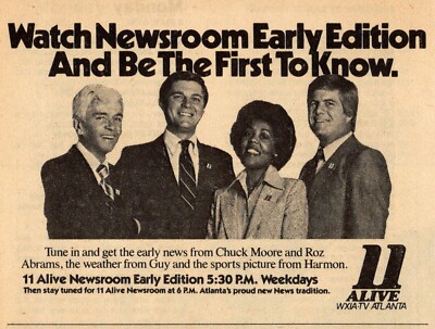 1981 WXIA ATLANTA TV NEWS AD ~ ROZ ABRAMS CHUCK MOORE GUY SHARPE HARMON ...
