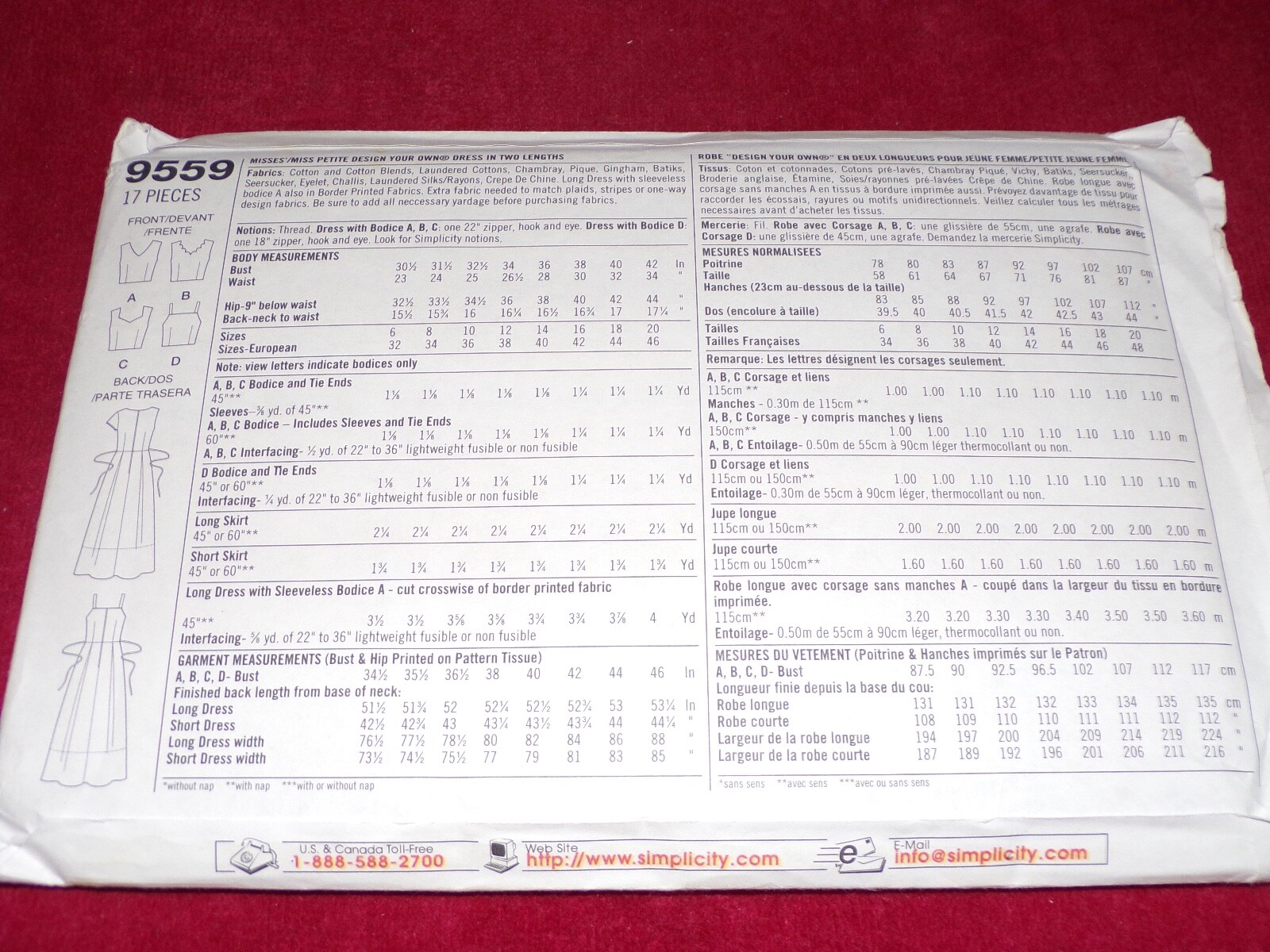 🌸 SIMPLICITY #9559 - LADIES EASY FIT & FLARE DRESS PATTERN 6-12 / 14-20 ...