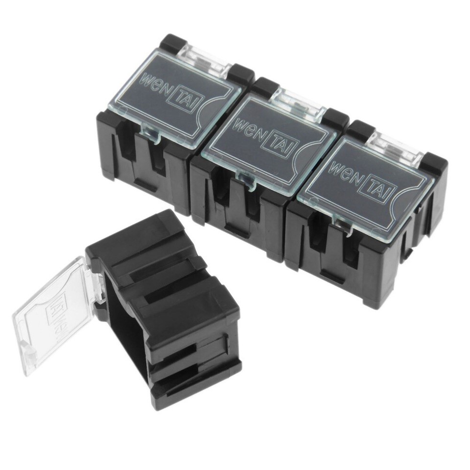 10pcs Plastic Black Electronic Components SMT SMD Storage Boxes ...