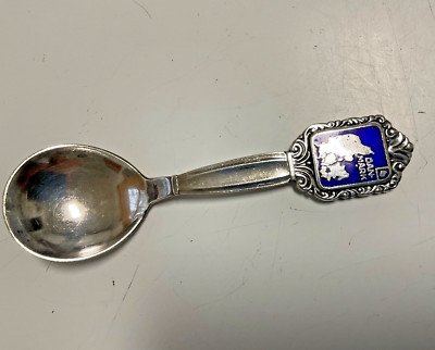 Vintage Meka Denmark Silver (plate?) Souvenir Spoon w/Cobalt Blue ...