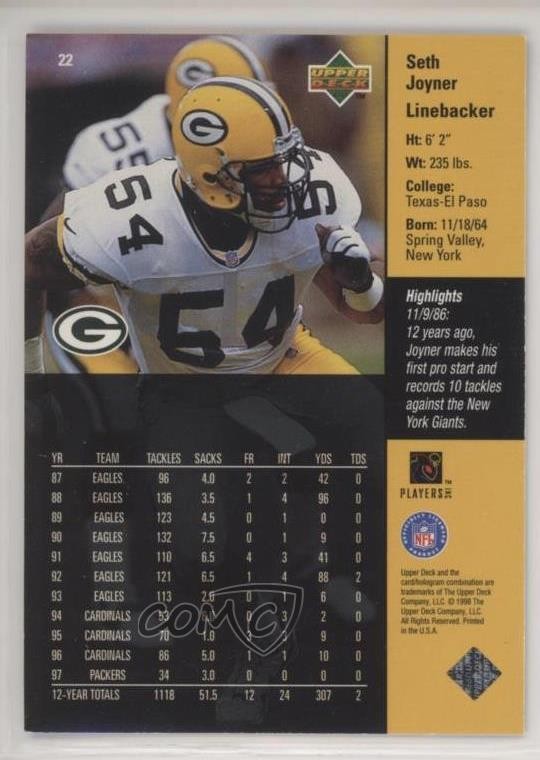 1998 Upper Deck Green Bay Packers II ShopKo Seth Joyner #22 | eBay