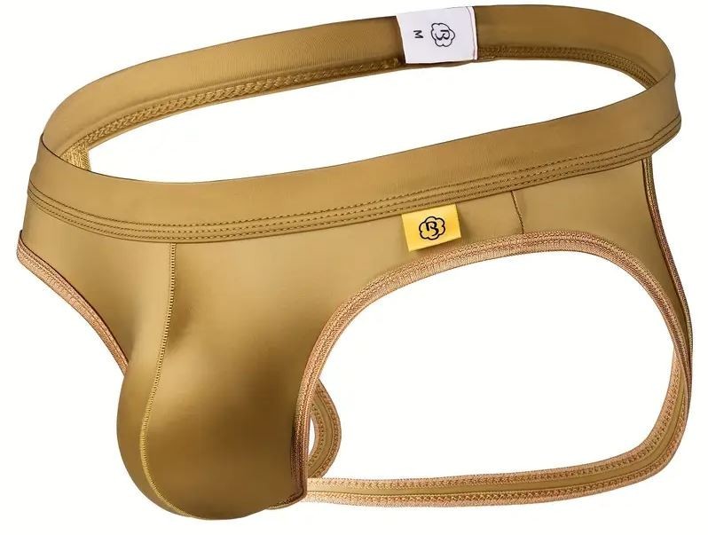 Men's New Sexy Gold Silky Jock Strap w/Contoured Enhancing Hang Free ...