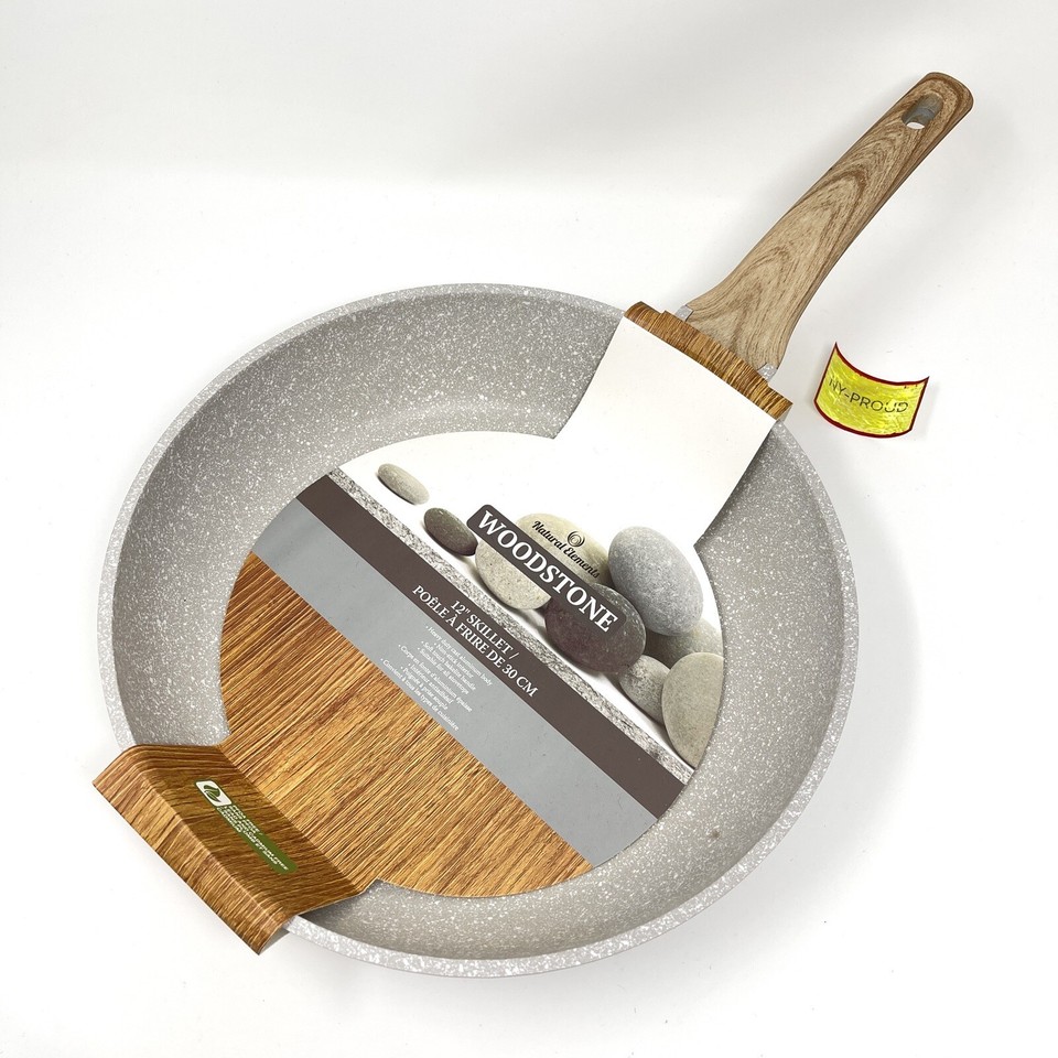 WOODSTONE Skillet Frying Pan Big 12” Natural Elements Heavy Duty ...