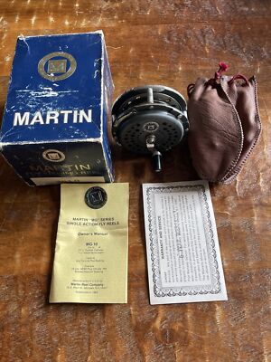 Vintage Martin MG-10 Multiplier Fly Reel Made in USA Black w/ Box Pouch ...