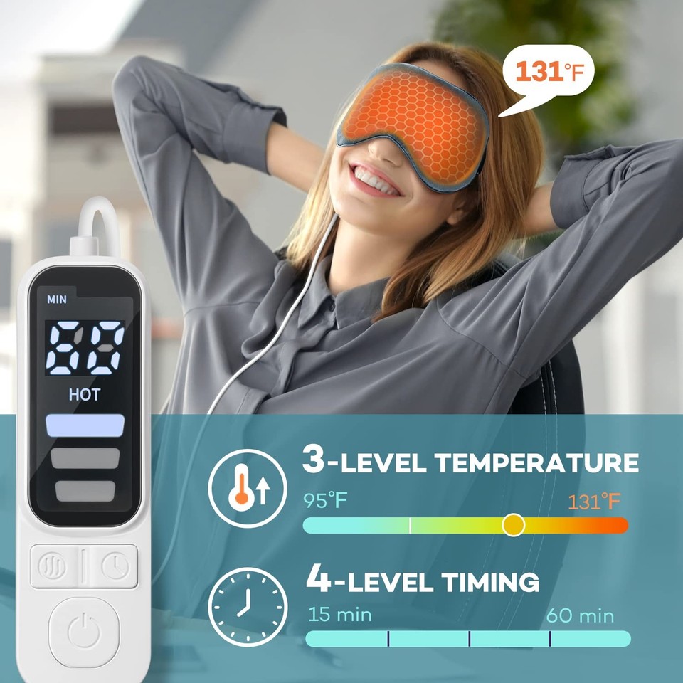 Heated Eye Mask Warm Eye Compress Mask USB Electric Eye Heating Pad ...