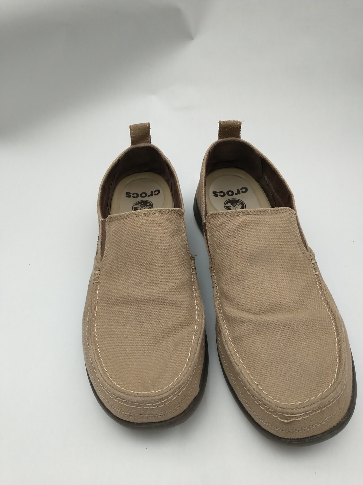 Crocs Mens Size 11 Walu Khaki Beige Tan Canvas Slip O… - Gem