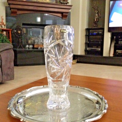 12" Tall Gorgeous Polish Artisan Handmade Leaded Crystal Pinwheel/Fans ...