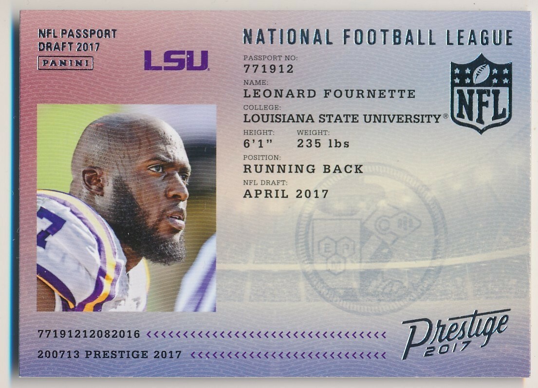 LEONARD FOURNETTE #6 2017 Panini Prestige NFL PASSPORT DRAFT RC JAGUARS ...
