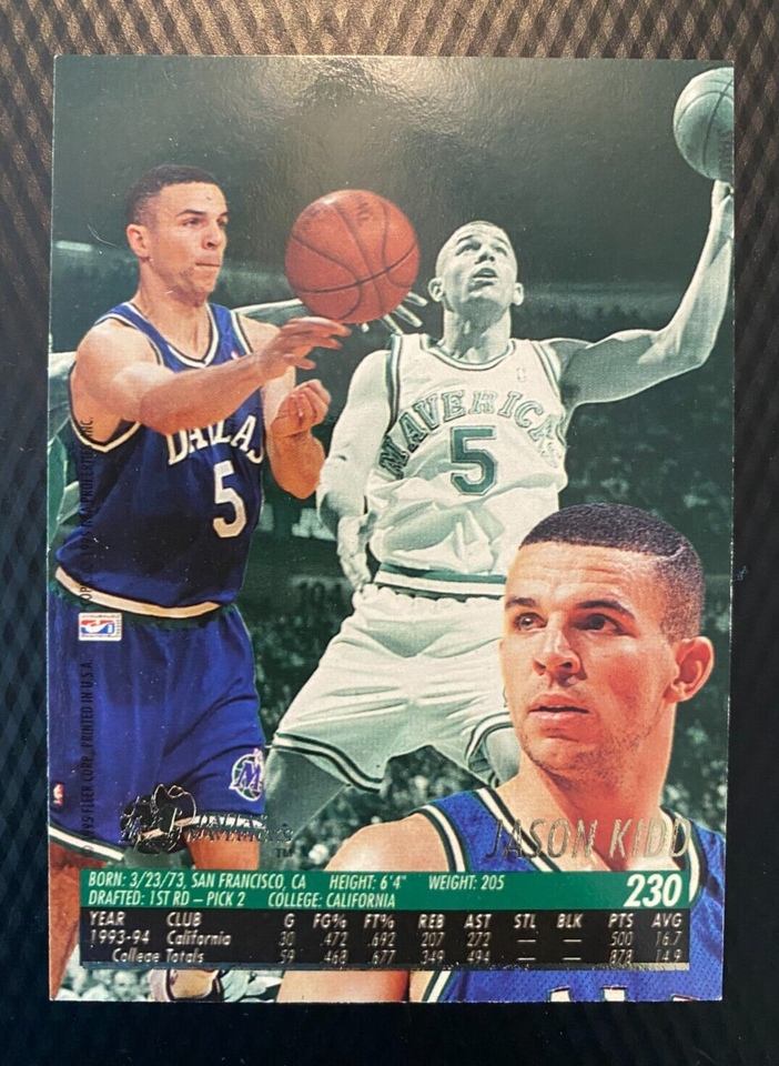 Jason Kidd 1994 Fleer Ultra ROOKIE Card #230 NBA Dallas Mavericks HOF ...
