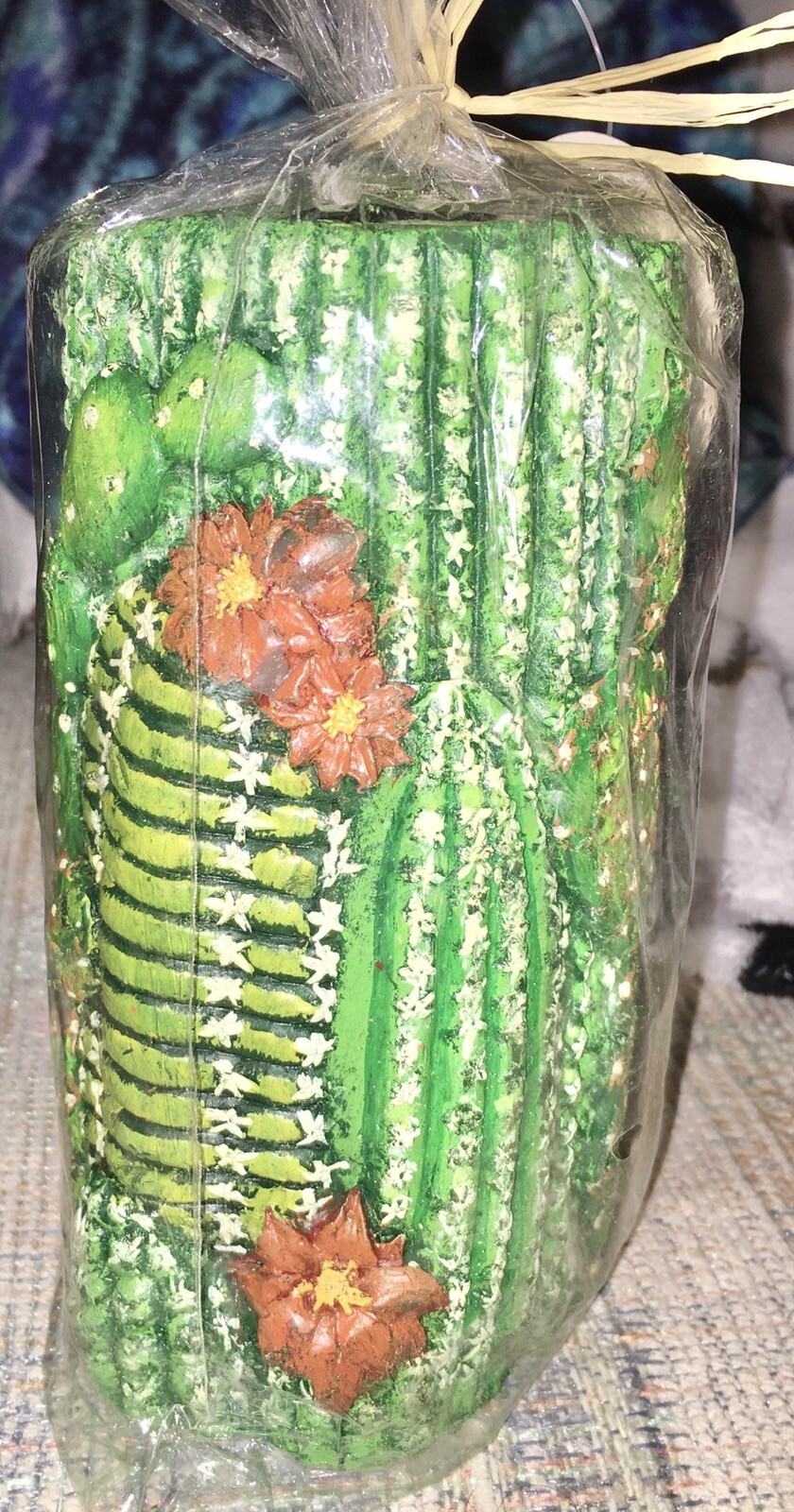 Essentials Island Plantation Cactus Candle Green Rustic Red White New ...