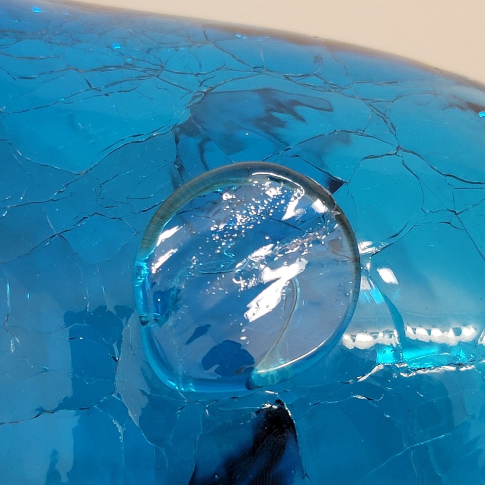 Vintage Blenko 5433 Turquoise Blue Crackle Glass Fish | eBay