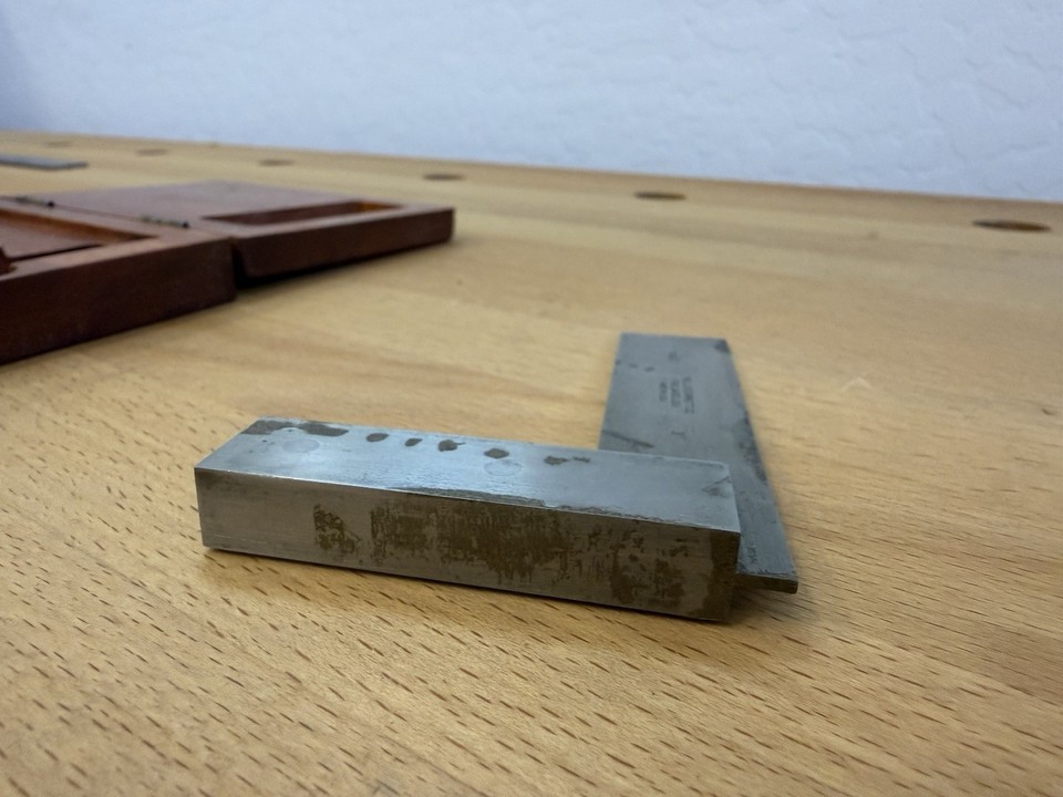 Vintage L.S Starrett No. 20 precision toolmakers 3" square with wood ...
