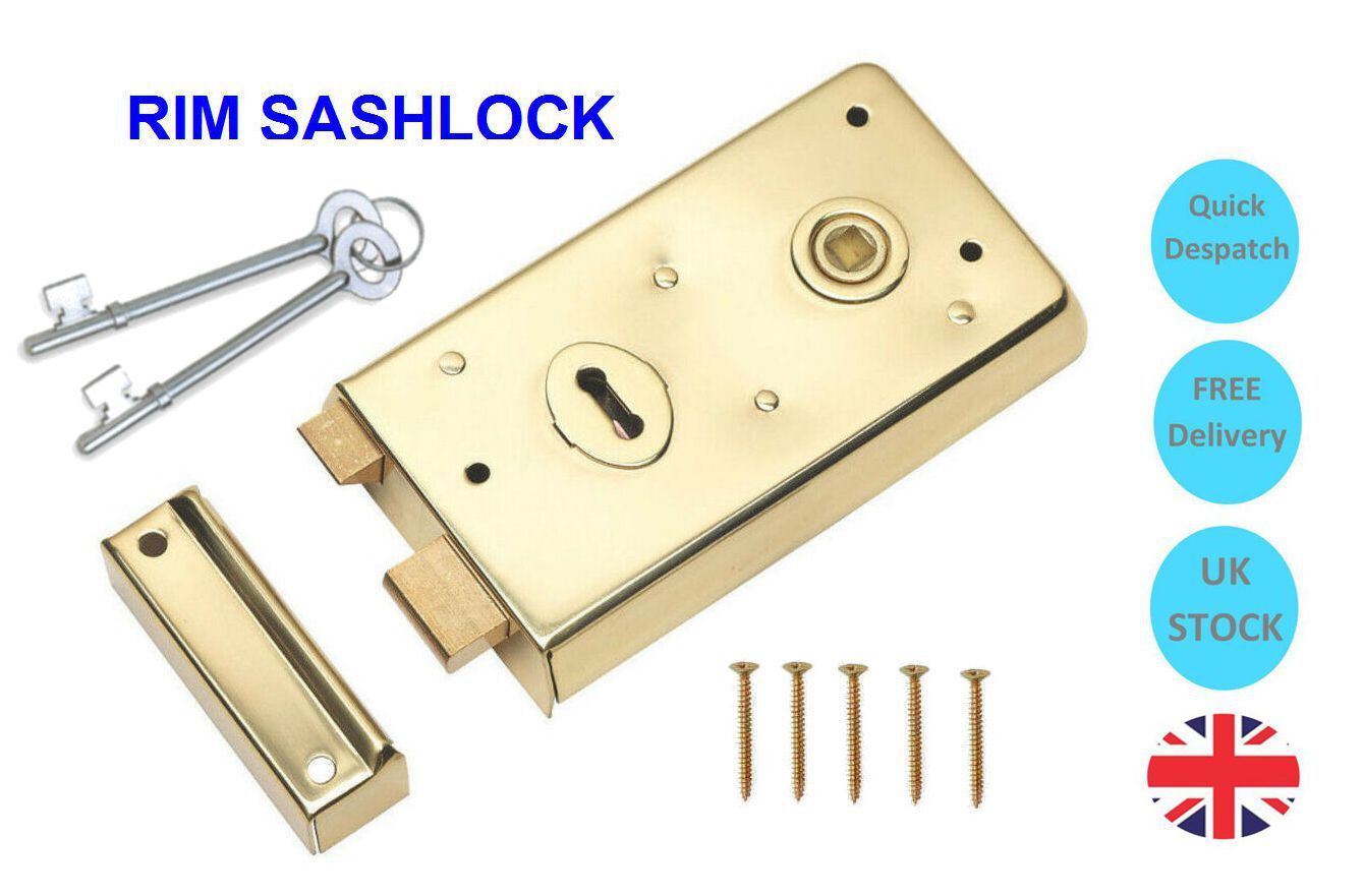 Polished Brass Rim Sash locks, Latches & Deadlocks Victorian Antique 4 ...