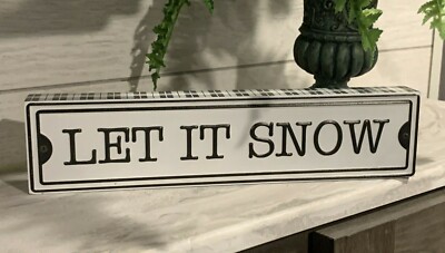 Let It Snow Rustic Tabletop Primitive Country Block Sign Christmas Sign ...