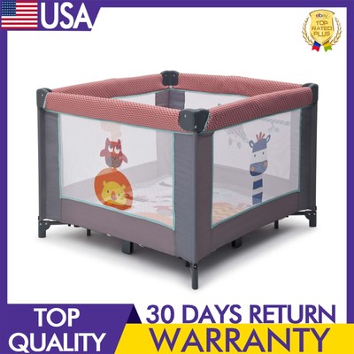 36 X 36 In Playards Square Design W/Compact Fold Travel Bag Mattress ...